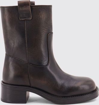 Alohas Bottes de motard en cuir lisse avec double tirette et semelle en caoutchouc