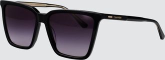 Calvin Klein Lunettes de soleil ail-de-chat en ac&eacute;tate noir avec logo