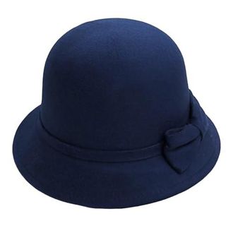 Generic Chapeau d&eacute;t&eacute; pour b&eacute;b&eacute; - Couleur unie - Large bord - D&ocirc;me rond - Bonnet chaud en laine pour femme / hiver - Chapeau &eacute;l&eacute;gant avec noeud d&eacute;coratif - Pou