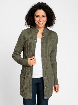 Witt Strickjacke Long-Strickjacke Langarm Links-Strick, Zopfmuster
