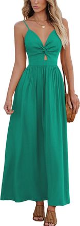 Cupshe Damen Sommerkleid Boho V Ausschnitt Ärmellos Standkleid Twist Front Freizeitkleider Urlaub Maxi Dress