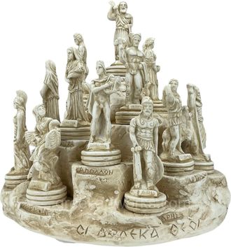 Generic Zwölf griechische Olympische Götter Pantheon Miniaturfigur Statue Steinguss - Beige