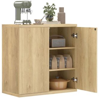 HOMCOM Buffet - HOMCOM - double porte &agrave; fermeture douce et &eacute;tag&egrave;re r&eacute;glable - panneau de particules - 78 x 39 x 79 cm - ch&ecirc;ne