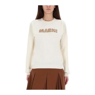 Marni Pullover mit besticktem Logo - - Knitwear - Damen - Beige - XS