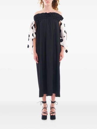 Parlor robe Vacation à coupe mi-longue - Noir