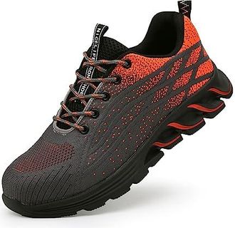 Pangolin Chaussures Unisexes De S&eacute;curit&eacute; &Agrave; Embout en Acier, Plaque Anti-Crevaison, Tricot&eacute;es, Chaussures De Travail Et De Construction Orange 40 EU