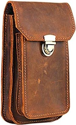 Aboofan Paquet Banane Cuir Marron pour Homme et Femme Pochette Ceinture Téléphone Portable 5,5 Rangement Cartes et Clip Ceinture Sécurisé