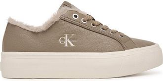 Calvin Klein Sneakers Vulc Flatf Laceup Lth Fur HW0HW03235 Beige