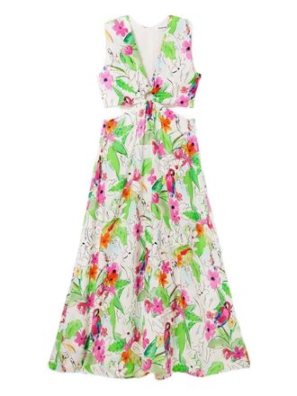 Desigual robe fleurie à découpes - Blanc