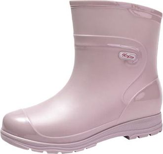 Generic Bottes de pluie tendance pour femme - Tube court - Chaussures deau en plastique avec semelle antid&eacute;rapante - Bottes en caoutchouc chaudes et imperm&eacute;ab