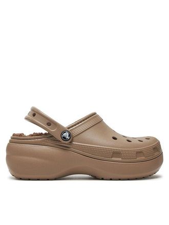 Crocs Pantoletten Classic Platform Lined Clog W 207938 Braun