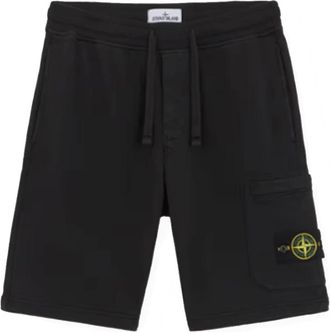 Stone Island Homme, Shorts, Noir, Taille: M Shorts Cargo en Coton Fleece Noir