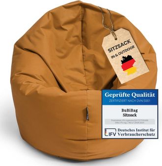 BuBiBag 2in1 Sitzsack Sitzkissen mit Füllung |XX- Large Ø: 145 cm, Sand | Indoor & Outdoor Beanbag | Geeignet für Kinder Innen- & Außenbereich Kinderzimmer | 