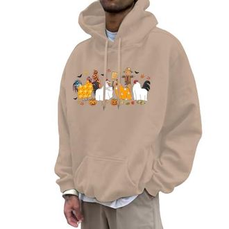Generic Sweat à capuche dHalloween pour homme, imprimé poulet, coupe ample, doublure en polaire chaude, confortable, streetwear pour lautomne et lhiver, kaki,