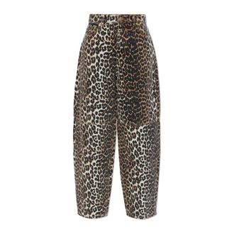 Ganni Leopard Printed Stary Jeans - - Jeans - Damen - Braun - W29 L33