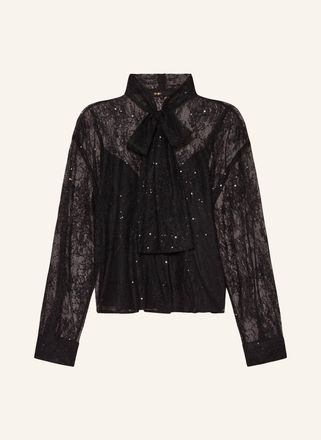 Maje Schluppenbluse Aus Spitze Mit Pailletten schwarz