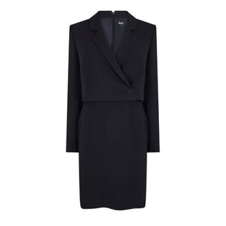 HUGO BOSS Dajoana Gsu Blazerkleid f&uuml;r Damen, Mit Kragen, Formell, Lang&auml;rmlig (Schwarz)