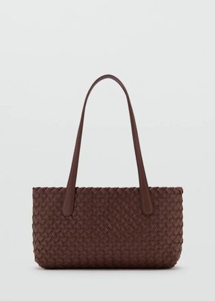 Mango Sac tote tress&eacute; marron - Femme - Taille unique - MANGO