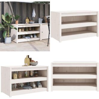 vidaXL Outdoor-K&uuml;chenschrank Wei&szlig; 106x55x64 cm Massivholz Kiefer - K&uuml;chenm&ouml;bel - Gartenm&ouml;bel - Esszimmertisch - Holzm&ouml;bel - Outdoor K&uuml;che - Home & Living