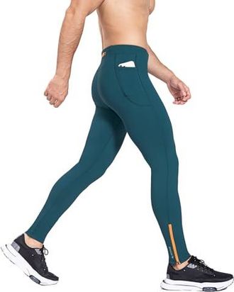 Baleaf Pantalon de course thermique &agrave; compression pour homme - Pantalon de sport dhiver - Pantalon dentra&icirc;nement - Collant respirant - Legging de course long