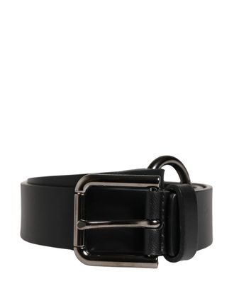 Dolce & Gabbana Men Black Calfskin Leather Metal Buckle Belt Calf
