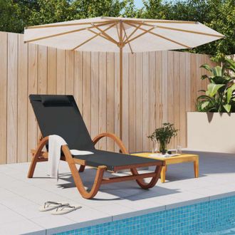 vidaXL vidaXL Chaise longue avec coussin gris textil&egrave;ne/bois massif peuplier