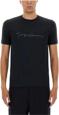 Giorgio Armani Homme, Tops, Bleu, Taille: S T-shirt col rond avec logo signature