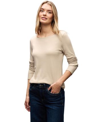 Street One Basic Langarmshirt Cotton beige 44