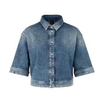 Marc Cain Femme, Vestes, Bleu, Taille: 40 FR Chemisier Denim Court