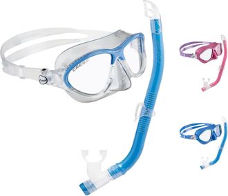 Cressi Moon Kid Combo Set - Kombiset Schnorchelmaske + Schnorchel für Kinder, Transparent/Blau, Einheitsgröße