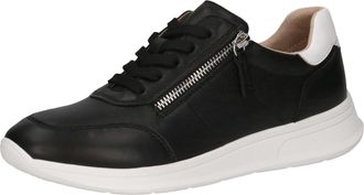 Caprice Damen Sneaker flach aus Leder mit Reißverschluss, Mehrfarbig (Black/White), 38 EU
