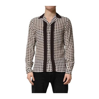 Dolce & Gabbana Gepunktetes Seidenhemd f&uuml;r die Freizeit - - Shirts - Herren - Schwarzk - XL