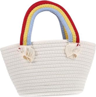 Valiclud Paquet à Main De Plage Tissé En Fil De Coton Blanc Paquet Fourre-tout De Vacances Pour Femme Grand Capacité Extérieur Panier De Plage Léger Et Solide