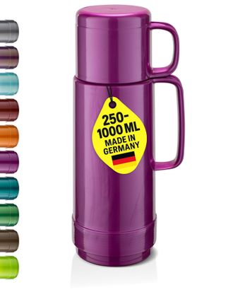 Rotpunkt Isolierflasche 500ml mit integriertem Becher - Hochwertige Isolierkanne Made in Germany I Bis zu 24 h hei&szlig; & 36 h kalt (Andreas 80, Shiny Grape)