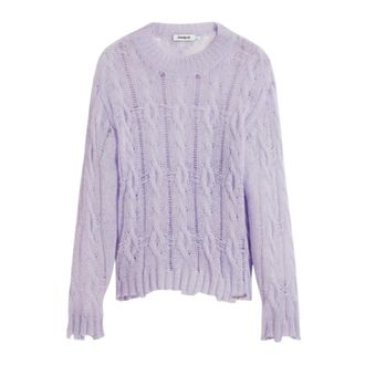 Desigual Femme, Pulls, Violet, Taille: 42 FR Pull en Tricot Moderne avec Détails Ajourés