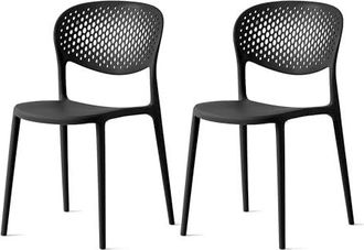 Connubia 2 Stühle Abby mit gelochter Rückenlehne, Polypropylen, 100% recyceltes Polypropylen, Mattschwarz