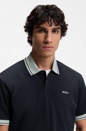 HUGO BOSS Poloshirt Relaxed Fit, reine Baumwolle, kontrastfarbiger Kragen und Armabschluss