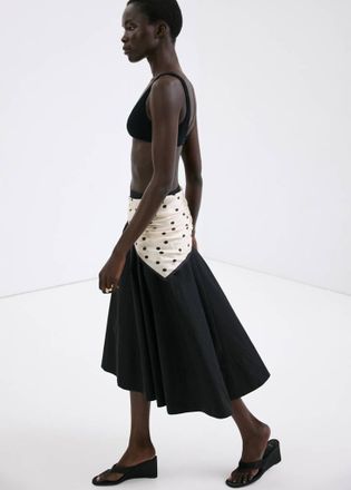 Mango Mouchoir satin&eacute; &agrave; pois noir - Femme - Taille unique - MANGO