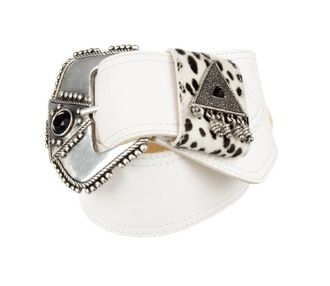 Saint Laurent White Leather Western Corset Belt Size M