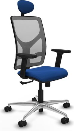 Piqueras y Crespo Stuhl aus PVC, blau, mit 2D-Armlehnen, h&ouml;henverstellbarer Lendenwirbelst&uuml;tze und festem Kopfteil, ausgestattet mit Sincro 3 Positionen und Schneidesch