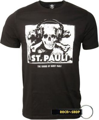 FC St. Pauli T-shirt pour homme noir Sound FCSP + décapsuleur RocknShop, Noir, XL
