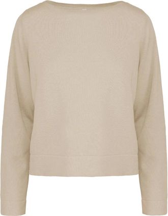 Bomboogie Femme, Pulls, Beige, Taille: 44 FR Haut en lin et coton &agrave; encolure bateau