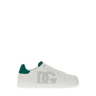 Dolce & Gabbana Leder Low-Top Sneakers mit perforiertem DG-Logo - - Shoes - Herren - Wei&szlig; - 40 EU