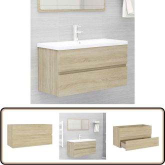 vidaXL Armoire dévier Chêne sonoma 90x38,5x45 cm Bois dingénierie - Meuble De Salle De Bain - Armoire Lavabo - Rangement Salle De Bain - Meuble Chêne