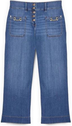 Fiorella Rubino Femme, Jeans, Bleu, Taille: 48 FR Jean Cropped avec D&eacute;tail de Cha&icirc;ne sur les Poches