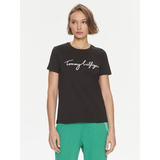 Tommy Hilfiger T-Shirt Signature WW0WW41674 Schwarz Regular Fit