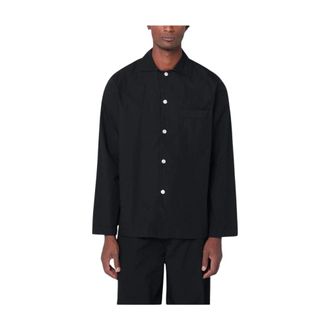 Tekla Homme, V&ecirc;tements de nuit et de d&eacute;tente, Noir, Taille: L Chemise Boutonn&eacute;e &agrave; Manches Longues Coupe D&eacute;contract&eacute;e