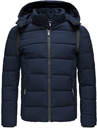 Red Bridge Veste rembourr&eacute;e doubl&eacute;e avec col &agrave; Fermeture Haute et Capuche Amovible pour Homme Bleu