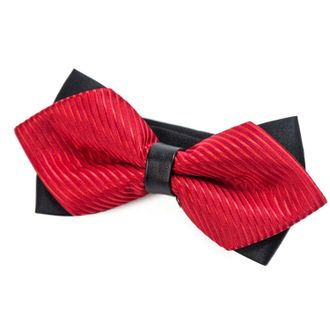 DonDon spitze Herren Fliege Schleife im Retro Look mit Haken gebunden vorgebunden und längenverstellbar rot gestreift