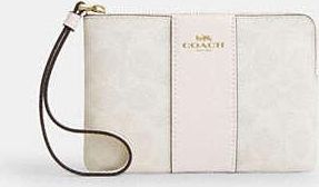 Coach Tasche aus gestreiftem Signature-Canvas mit Handschlaufe und Rundumrei&szlig;verschluss